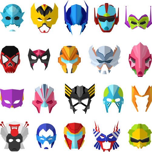 Hero Mask Vector Superhero Masque And Masking Face Cartoon Character ...