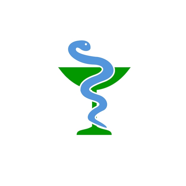 Stylized Medical Symbol with Serpent and Curved Staff | Jiffy Designs