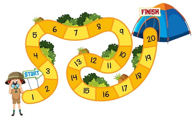 Exciting Outdoor Adventure Game Board with Explorer Character | Jiffy ...