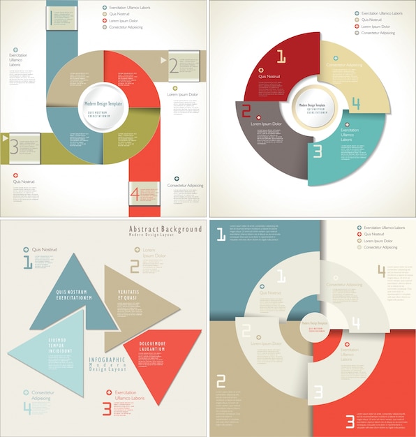 Versatile Circular Infographic Elements with Retro Color Schemes ...