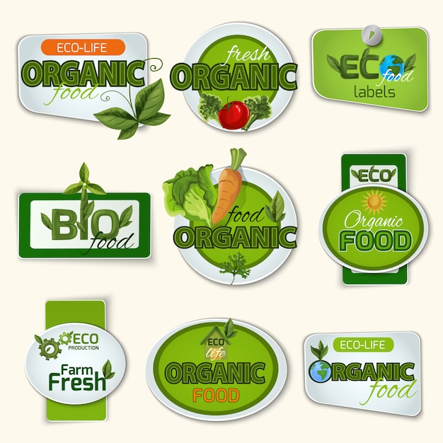 Vibrant Organic Labels and Badges with Fresh Produce Imagery | Jiffy ...