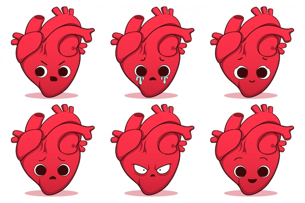 Expressive Anatomical Hearts: Cute, Emotive Cartoon Illustrations ...