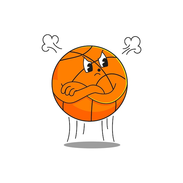 Expressive Basketball Icon with Crossed Arms and Angry Expression ...