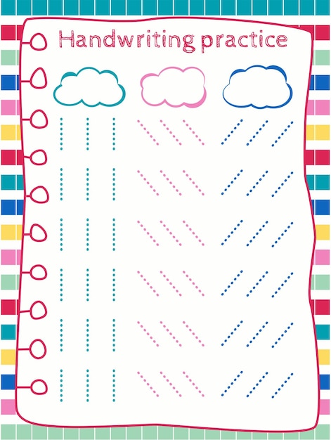 Colorful Handwriting Practice Worksheet with Dotted Lines | Jiffy Designs