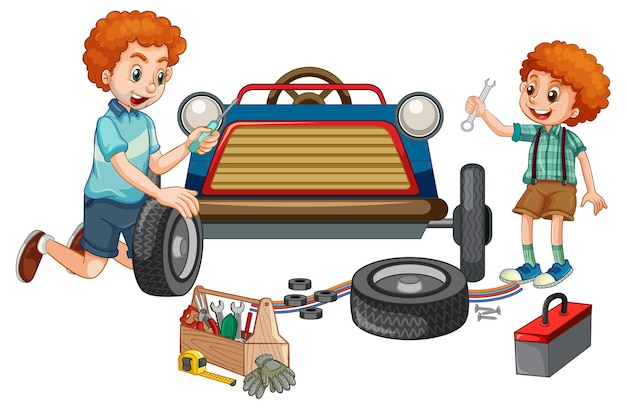 Playful Brothers Fixing Toy Car with Toolbox | Jiffy Designs