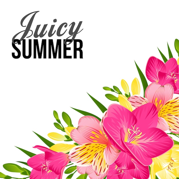 Vibrant Summer Floral Design with 'Juicy Summer' Text | Jiffy Designs