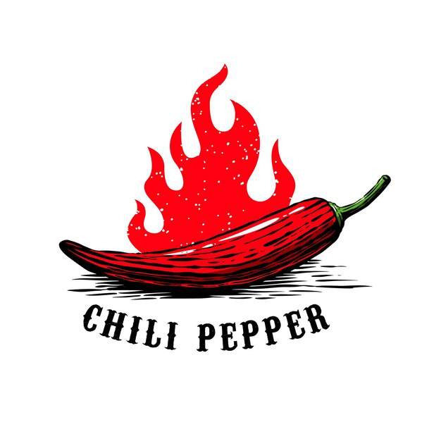 Fiery Red Chili Pepper Ablaze on Plate | Jiffy Designs