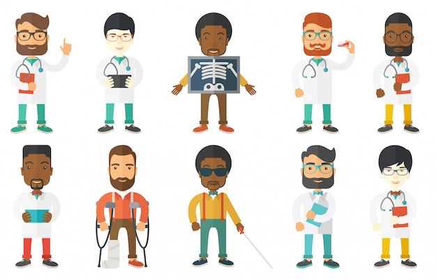 Diverse Group of Cartoon Medical Professionals in Various Roles | Jiffy ...