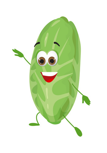 Funny Cabbage With Eyes On White Background. Cartoon Funny Vegetables ...