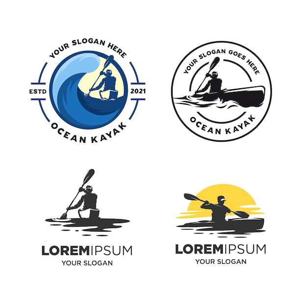Vibrant Ocean Kayak Logos with Silhouette Designs | Jiffy Designs