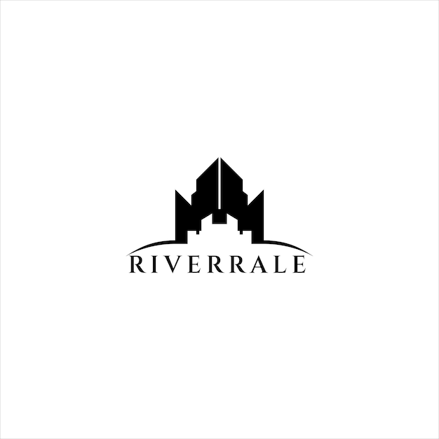 Majestic Riverfront Skyline Silhouette with Stylized Peaks | Jiffy Designs