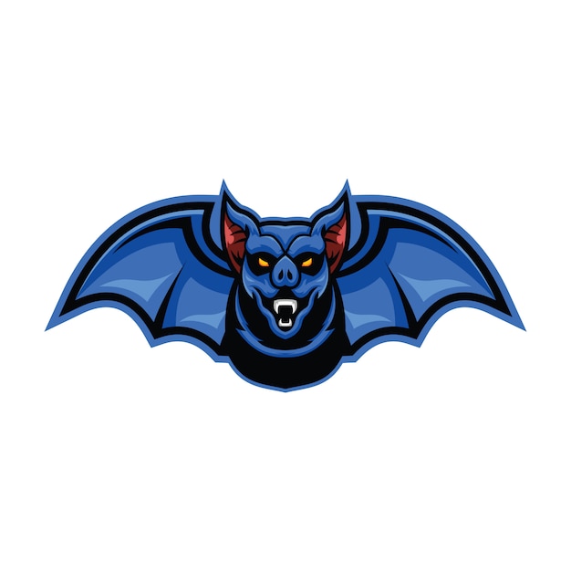 Fierce Blue Bat with Glowing Red Eyes Soaring Overhead | Jiffy Designs