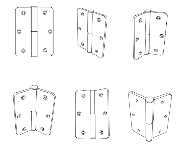 Assortment of Sturdy Metal Hinges in Architectural Sketches | Jiffy Designs
