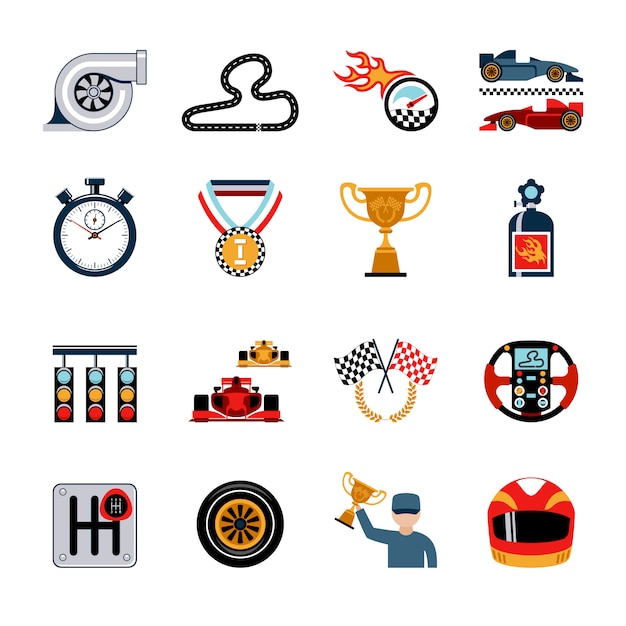 Vibrant Racing Symbols and Automotive Accessories Illustration | Jiffy ...