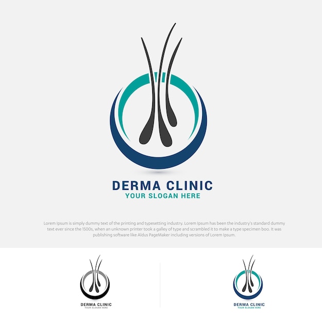 Elegant Dermatology Clinic Logo with Stylized Hair Strands | Jiffy Designs