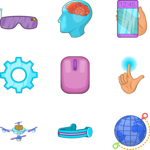 Digital Era Icons Set. Cartoon Set Of 9 Digital Era Vector Icons For ...