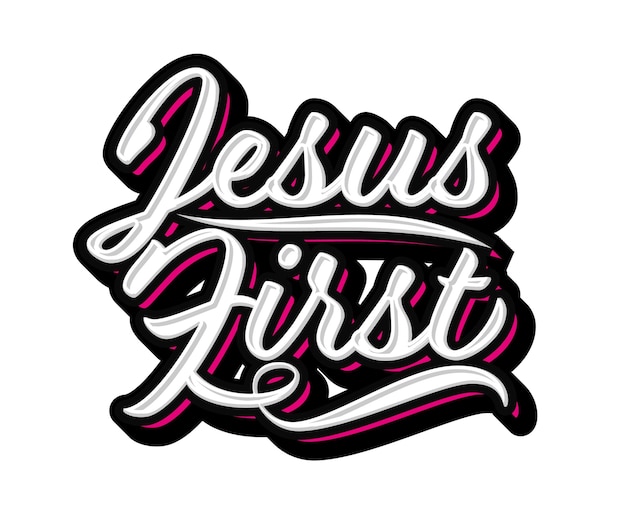 Stylized Lettering of 'Jesus First' in Bold Calligraphic Script | Jiffy ...