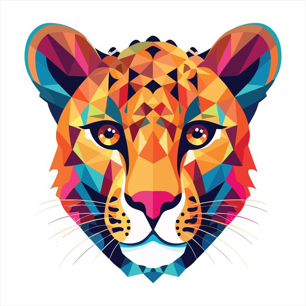 Vibrant Geometric Cheetah Head Illustration | Jiffy Designs