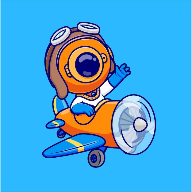 Whimsical Cartoon Robot Pilot Soaring High | Jiffy Designs