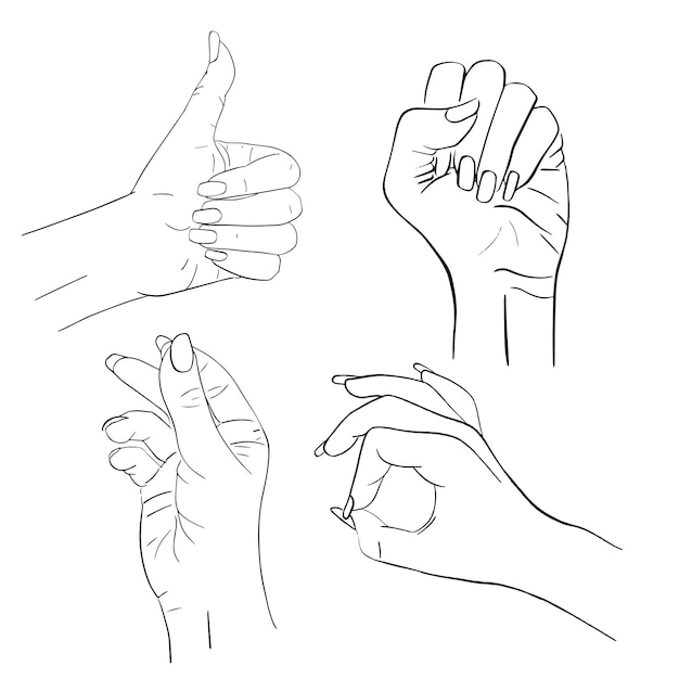 Expressive Hand Gestures in Minimalist Sketch Style | Jiffy Designs