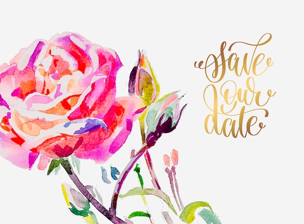 Vibrant Floral Delight: Watercolor Rose with Inspiring Lettering ...