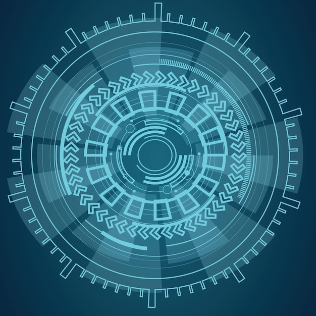 Intricate Futuristic Technological Radial Interface on Teal Background ...