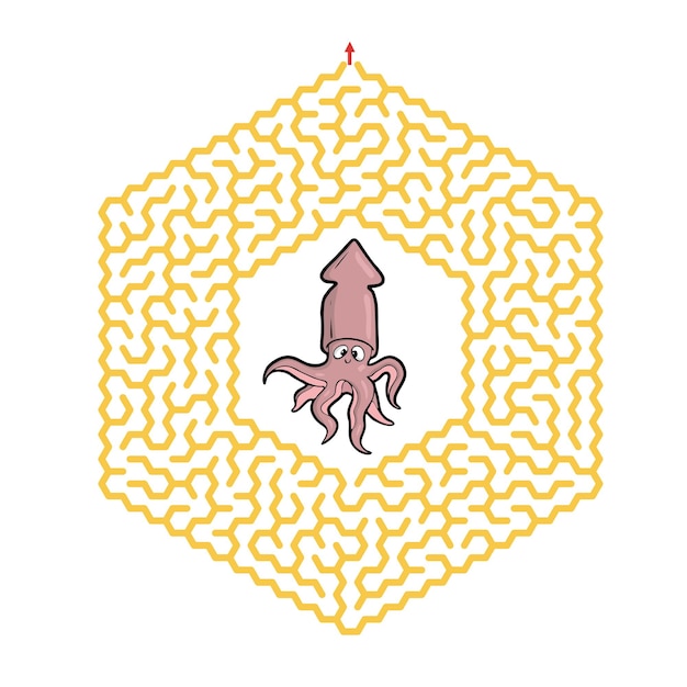 Whimsical Octopus Rocket Soaring Through Intricate Maze | Jiffy Designs