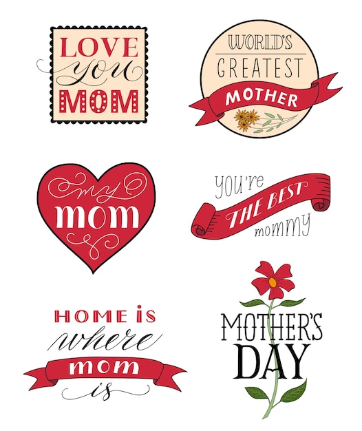 Heartfelt Mother's Day Emblem and Typographic Collection | Jiffy Designs