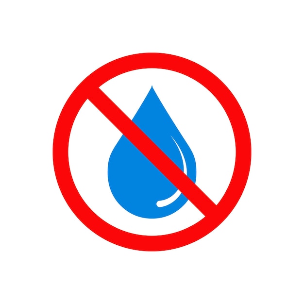 Prohibited Water Symbol: Circular Red Sign with Blue Droplet | Jiffy ...