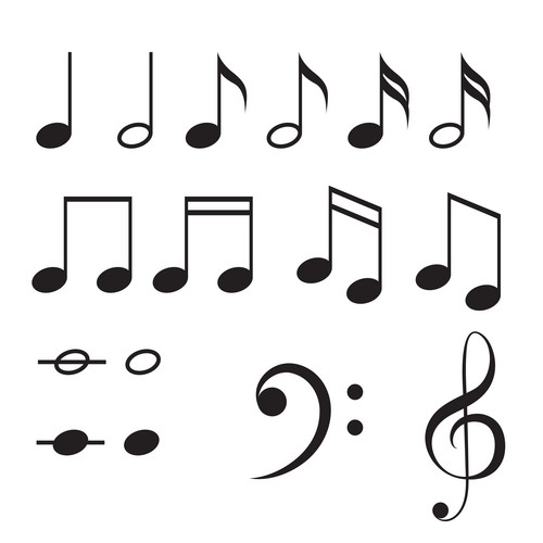 Music Notes Vector Icon Set. Black Musical Key Signs | Jiffy Designs