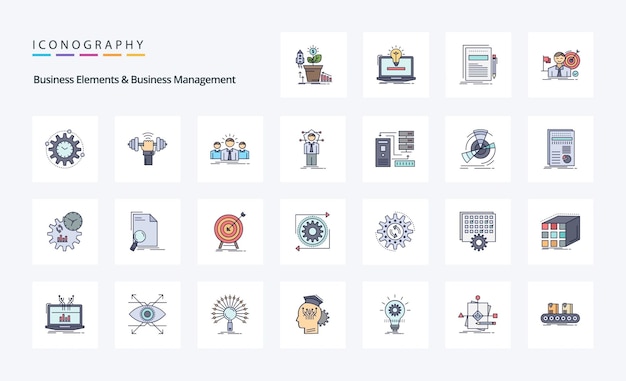 Comprehensive Business Management Iconography with Diverse Symbols ...