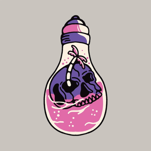 Vibrant Skull Lightbulb Graphic with Swirling Patterns | Jiffy Designs