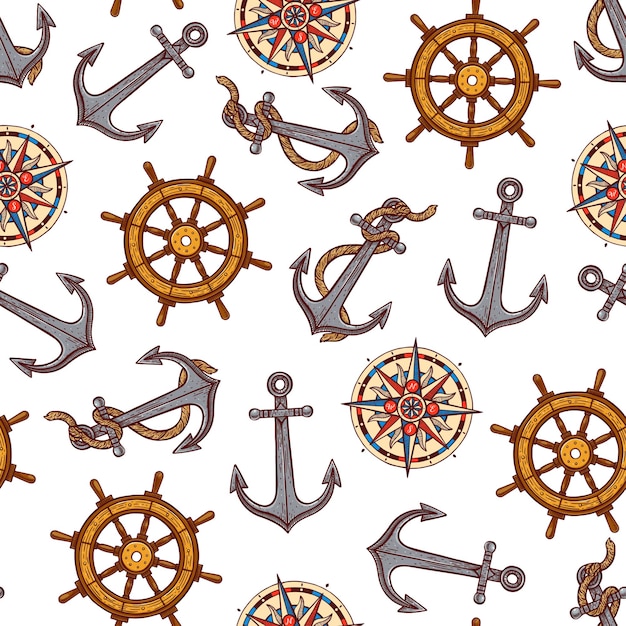Nautical Symbols and Elements in Vibrant Pattern | Jiffy Designs