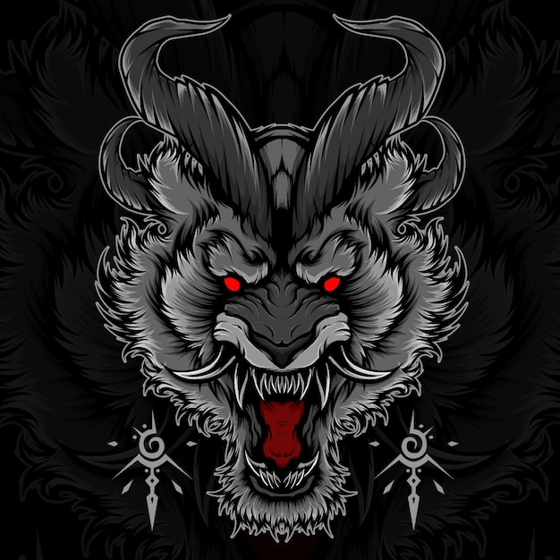 Fearsome Demonic Wolf with Glowing Red Eyes and Fangs | Jiffy Designs