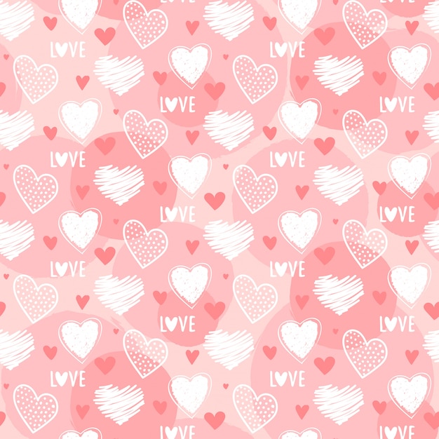 Charming Hearts and Love Pattern on Soft Pink Background | Jiffy Designs