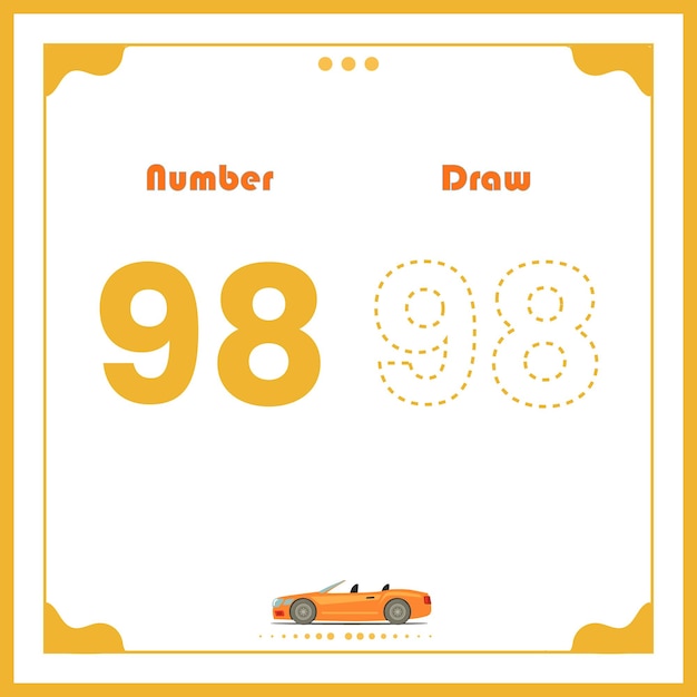 Vibrant Number 98 and Dotted Drawing of Race Car | Jiffy Designs