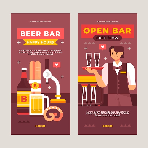 Vibrant Beer Bar and Open Bar Promotional Posters | Jiffy Designs