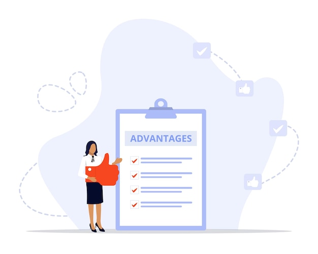 Businesswoman reviewing advantages and benefits checklist | Jiffy Designs