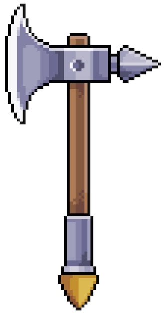 Retro Pixel Art Axe with Wooden Handle and Steel Head | Jiffy Designs