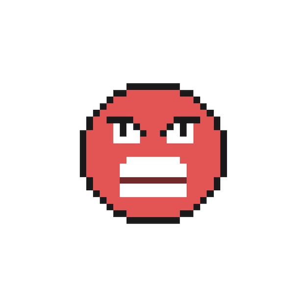 Angry Pixel Face: Retro Gaming Emotion in Bold Colors | Jiffy Designs
