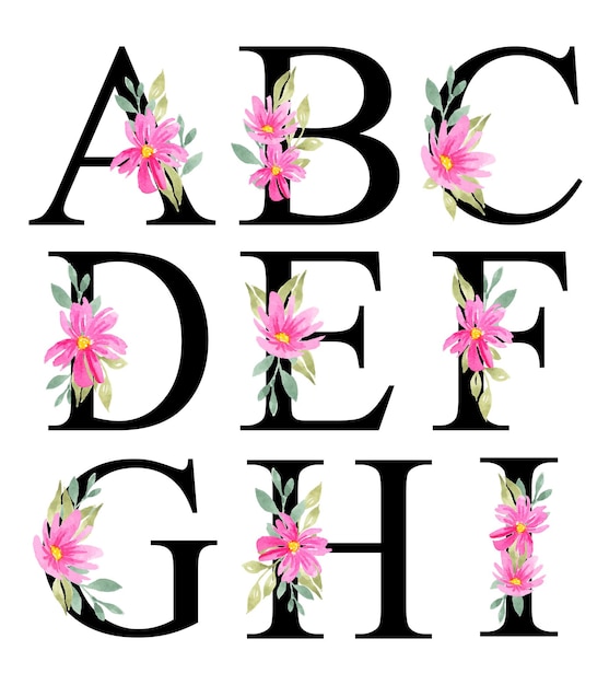 Floral Alphabet Letters with Pink Daisy Flowers | Jiffy Designs