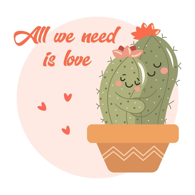 Adorable Cactus Couple Spreading Love and Positivity | Jiffy Designs
