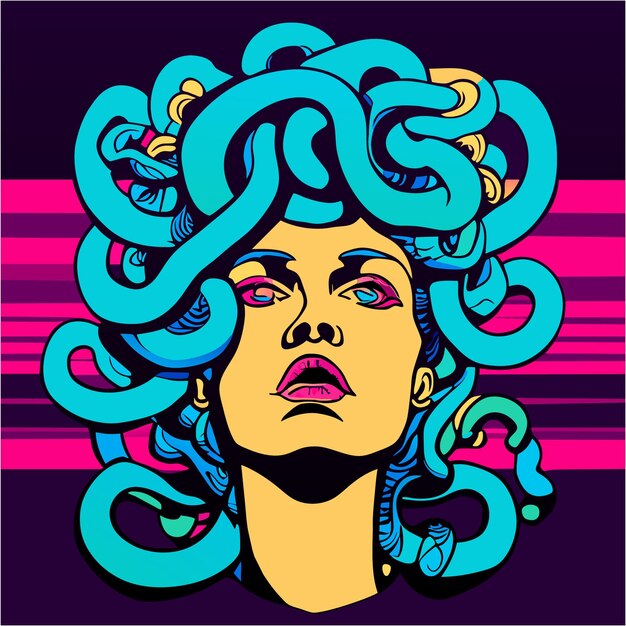 Captivating Medusa: A Vibrant Pop Art Portrait | Jiffy Designs
