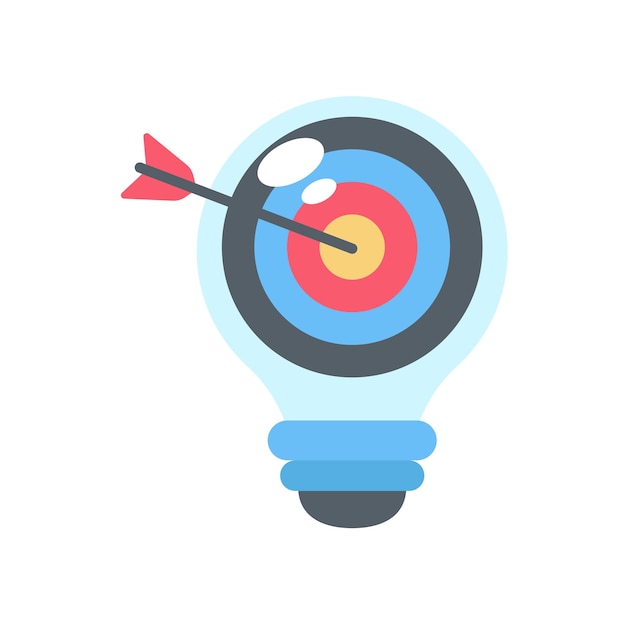 Bullseye Target Pierced by Vibrant Arrow in Lightbulb Icon | Jiffy Designs