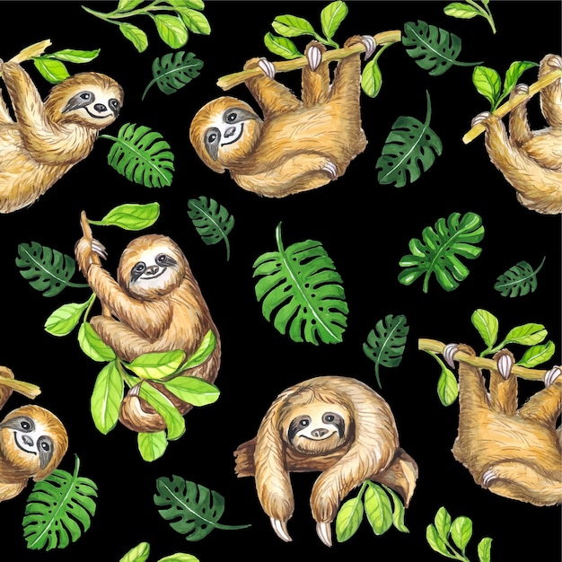 Playful Sloths Amid Lush Tropical Foliage | Jiffy Designs