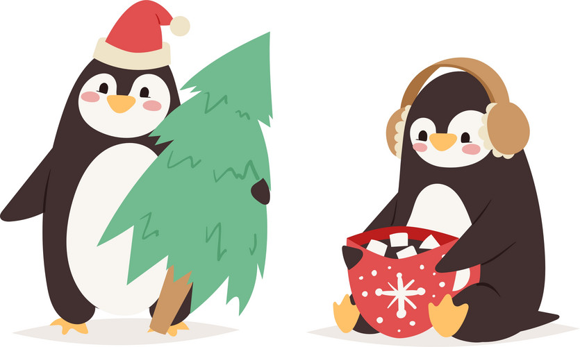 Penguin Set Vector Illustration Character. Cartoon Funny Penguins ...