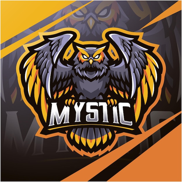 Fierce Mystic Owl Mascot Logo with Dramatic Wings | Jiffy Designs