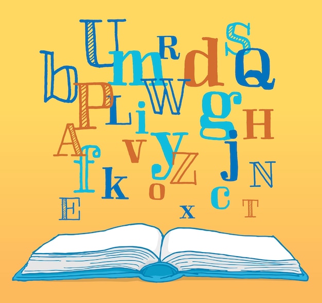 Vibrant Alphabet Letters Spilling from an Open Book | Jiffy Designs