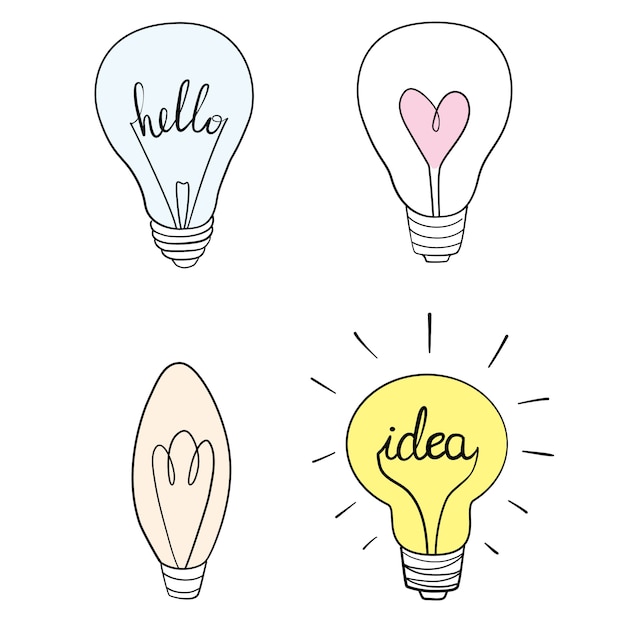 Whimsical Light Bulb Illustrations Depicting Ideas and Greetings ...