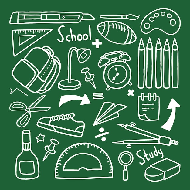 Vibrant Classroom Essentials: Chalkboard Doodles of Academic Delights ...